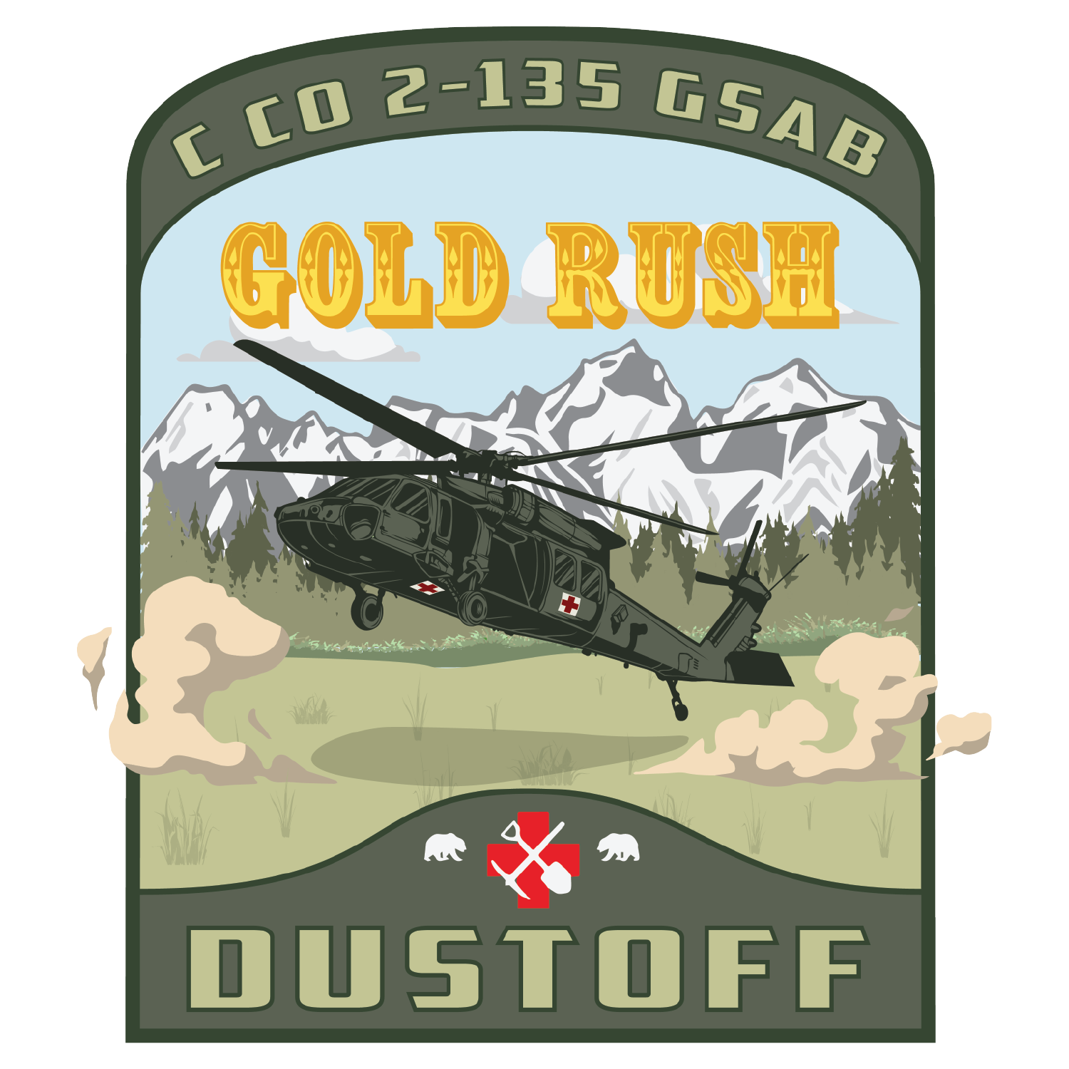 C Co, 2-135 GSAB "Gold Rush Dustoff" Apparel | Brotallion – Brotallion LLC